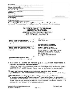 Fillable Online superiorcourt maricopa SOLICITUD DE AUDIENCIA ACERCA DE UNA ORDEN JUDICIAL ...