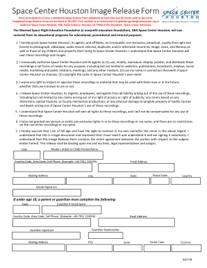 Fillable Online spacecenter Space Center Houston Image Release Form Fax ...