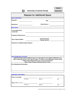 Fillable Online spaa ucf Request for Additional Space Fax Email Print ...
