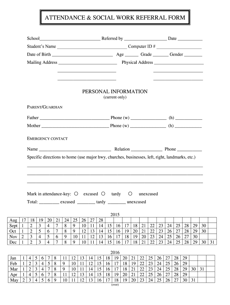 Fillable Online images pcmac ATTENDANCE & SOCIAL WORK REFERRAL FORM Fax ...