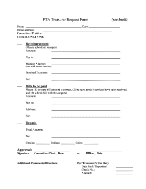 Fillable Online montgomeryschoolsmd PTA Treasurer Request Form ...
