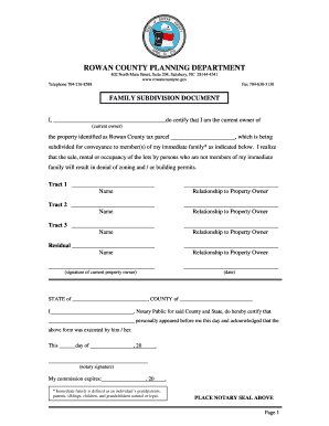 Fillable Online FAMILY SUBDIVISION DOCUMENT cont. Fax Email Print ...