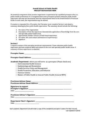 Fillable Online sc PRECEPTOR WAIVER FORM - sc Fax Email Print - pdfFiller