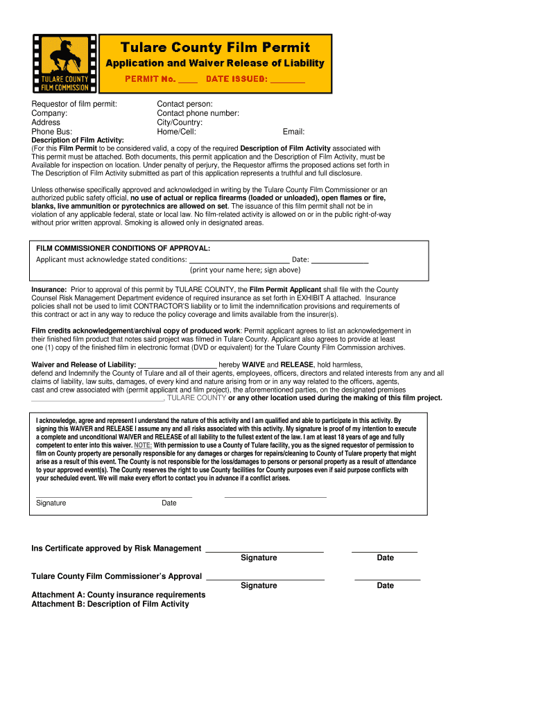 Fillable Online Requestor of film permit: Fax Email Print - pdfFiller