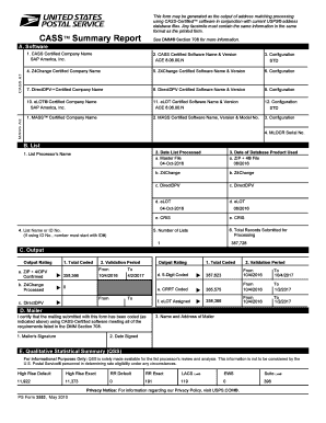 Fillable Online CASS Summary Report. CASS Summary Report Fax Email ...