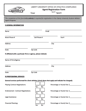 Fillable Online liberty Agent Registration Form - Liberty University ...