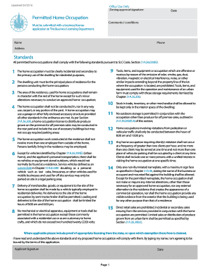 Fillable Online Permitted Home Occupation Standards 1 2 3 4 5 6 7 8 9 ...