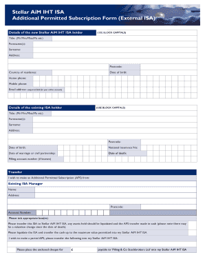 Fillable Online Additional Permitted Subscription Form - Stellar Asset ...