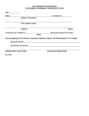 Fillable Online tn NON RESIDENT EXEMPTION - tn Fax Email Print - pdfFiller