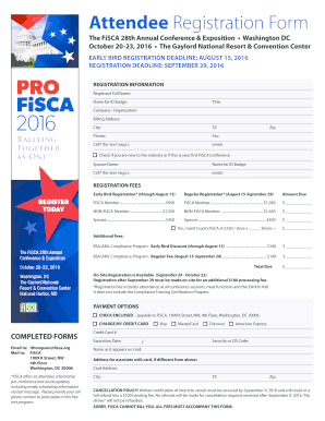 Fillable Online Attendee Registration Form - FISCA Fax Email Print - pdfFiller