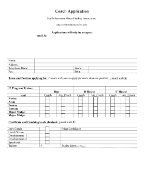 Fillable Online Coach Application - selectshockey.files.wordpress.com ...