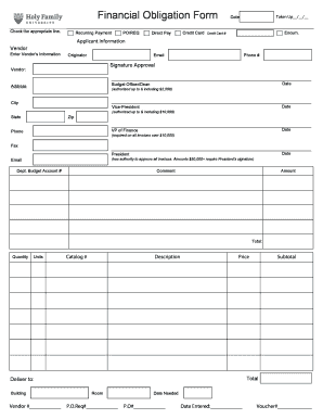 Fillable Online holyfamily Financial Obligation Form Fax Email Print ...