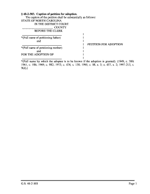 Fillable Online ncga state nc Caption of petition for adoption - ncga state nc Fax Email Print ...