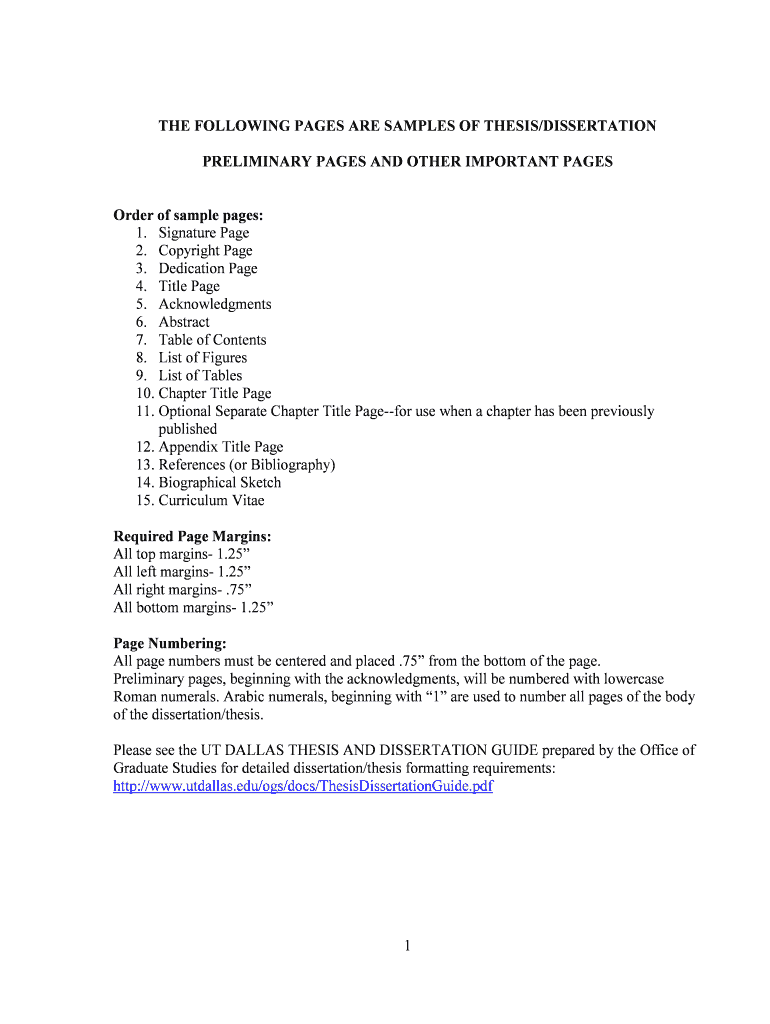 Fillable Online utdallas 1.25" Margin Sample Pages - The University of ...