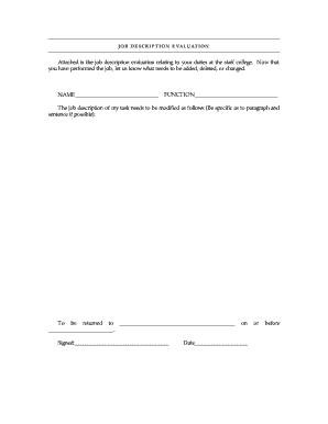 Fillable Online Attached is the job description evaluation relating to ...