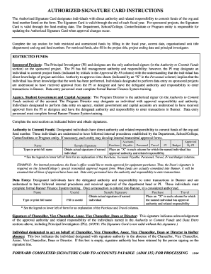 Fillable Online AUTHORIZED SIGNATURE CARD INSTRUCTIONS Fax Email Print ...