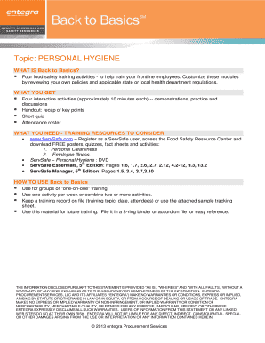 Fillable Online Topic: PERSONAL HYGIENE Fax Email Print - pdfFiller