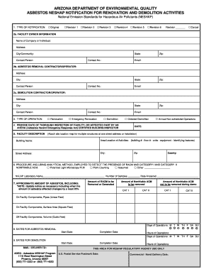 Fillable Online azdeq ASBESTOS NESHAP NOTIFICATION FOR RENOVATION AND ...