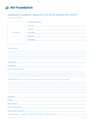 Fillable Online aofoundation Application for Surgeons Fellowship in AO ...