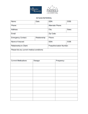 Fillable Online INTAKE/REFERRAL Fax Email Print - pdfFiller