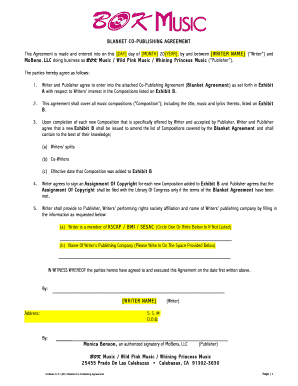 Fillable Online BLANKET CO-PUBLISHING AGREEMENT Fax Email Print - pdfFiller