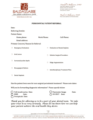 Fillable Online PERIODONTAL PATIENT REFERRAL Fax Email Print - pdfFiller
