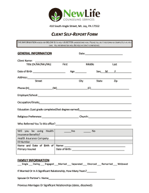 Fillable Online Client Self Report Form (new) Fax Email Print - pdfFiller