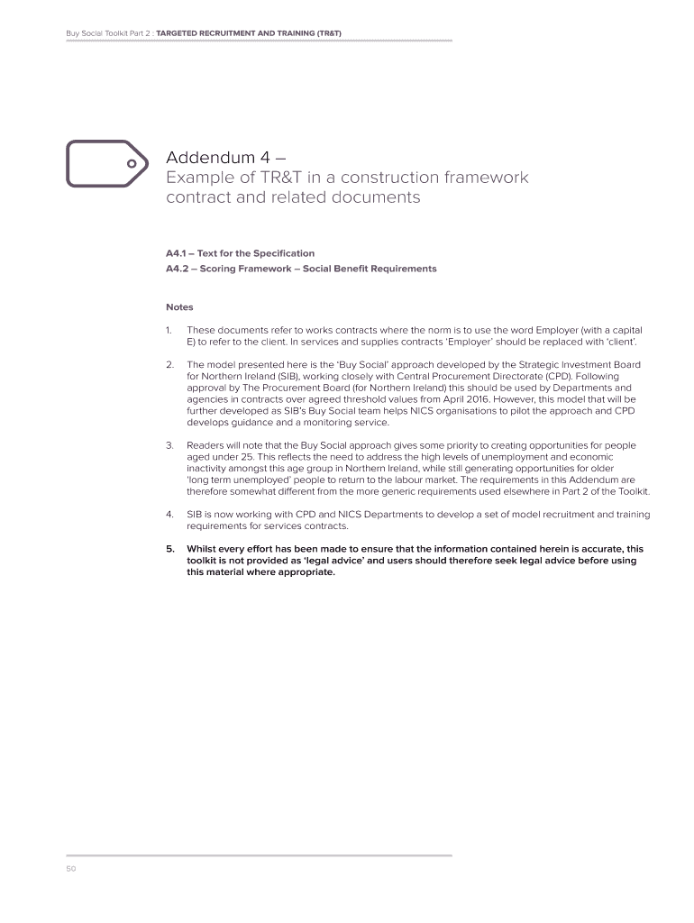 Fillable Online buysocialni Addendum 4 Example of TR&T in a ...