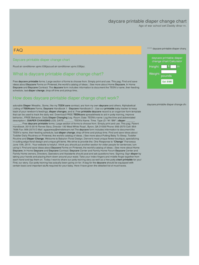 Printable Diaper Chart For Daycare - Fill Online, Printable, Fillable ...