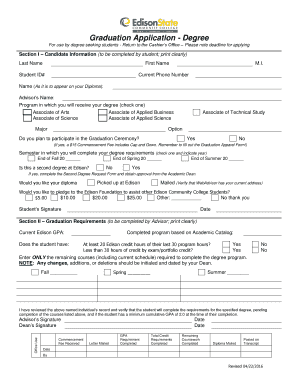 Fillable Online Graduation Application - Degree Fax Email Print - pdfFiller