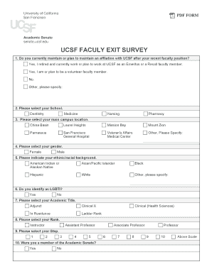 Fillable Online Faculty Exit Survey - UCSF Academic Senate Fax Email Print - pdfFiller
