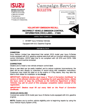Fillable Online Campaign - Isuzu Truck Service Fax Email Print - pdfFiller