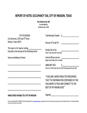 Fillable Online HOTEL OCCUPANCY TAX CITY FORM.docx Fax Email Print ...