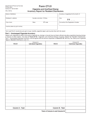 Fillable Online ct CT-31, Cigarette and Unaffixed Stamp Inventory ...