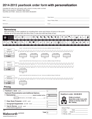Fillable Online winsidewildcats 2015-2016 yearbook order form with ...