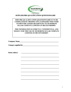 Fillable Online musco co SUPPLIER PRE-QUALIFICATION QUESTIONNAIRE ...