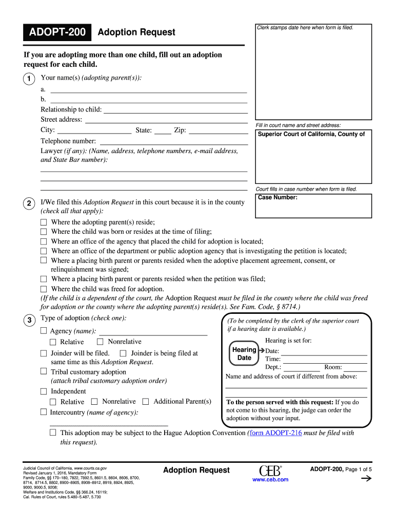 Fillable Online ADOPT-200 Adoption Request. Fillable Editable and ...
