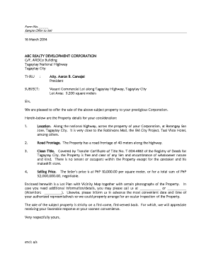 Fillable Online Sample Offer to Sell Fax Email Print - pdfFiller