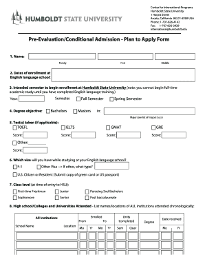 Fillable Online Conditional Admission - Plan to Apply Form-Partner ...