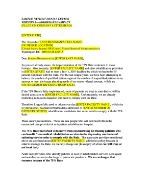 Fillable Online SAMPLE PATIENT DENIAL LETTER Fax Email Print - pdfFiller