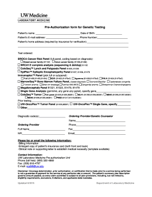 Fillable Online depts washington Pre auth form UW NextGen 6 24 16 Fax ...