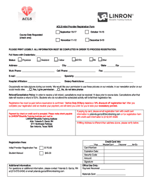 Fillable Online ACLS Initial Provider Registration Form Fax Email Print ...