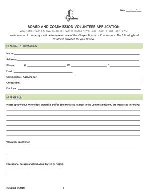 Fillable Online board and commission volunteer application - Village of ...