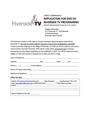 Fillable Online RTV DVD Request Form - Village of Riverside Fax Email ...