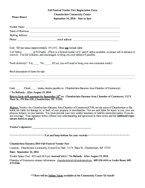 Fillable Online Fall Festival Vendor Fair Registration Form Fax Email ...