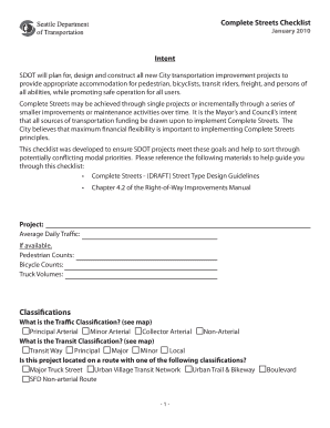 Fillable Online seattle Complete Streets Checklist - City of Seattle ...