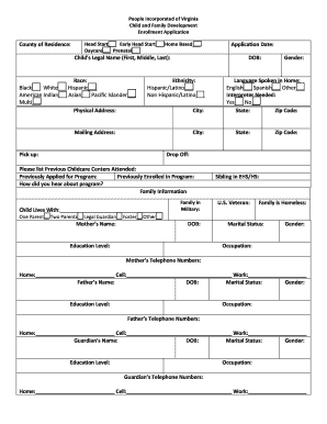 Fillable Online People Incorporated of Virginia Child and Family... Fax ...
