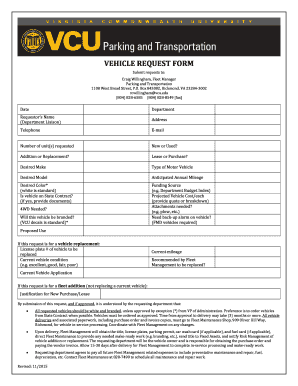 Fillable Online VEHICLE REQUEST FORM - parking.vcu.edu Fax Email Print ...