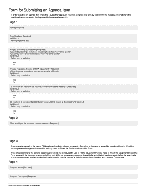 Fillable Online Form for Submitting an Agenda Item. Residence Hall ...