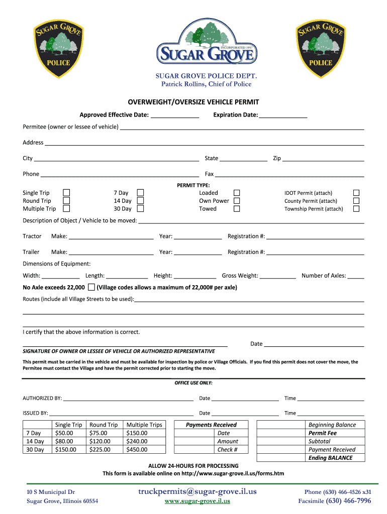 Fillable Online SUGAR GROVE POLICE DEPT Fax Email Print - pdfFiller